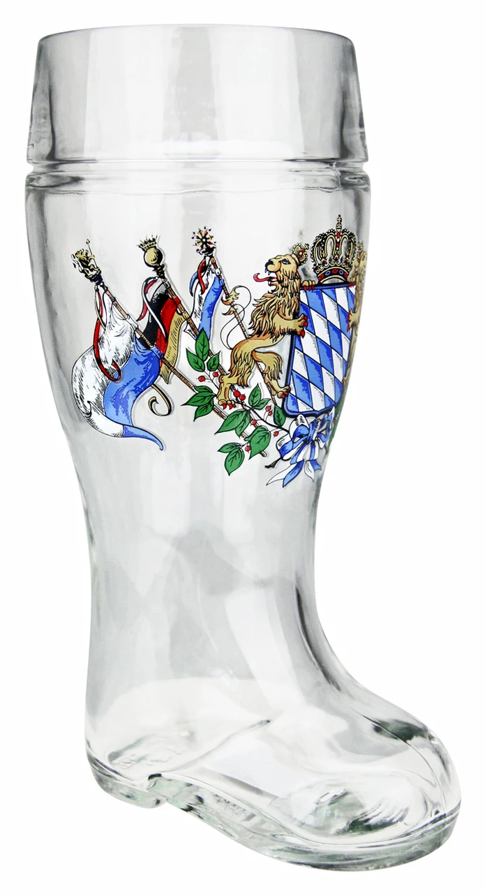 Unique Bavarian Lion Crest Glass Beer Boot 1 Liter Gifts for Parents ...